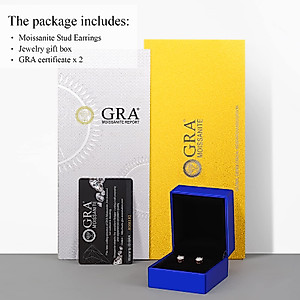 SAMIOVJ Moissanite Stud Earrings for Women, 0.5ct-2ct D Color Round Cut Lab Created Diamond Earring 18K White Yellow Rose Gold Plated 925 Sterling Silver Moissanite Earrings for Women