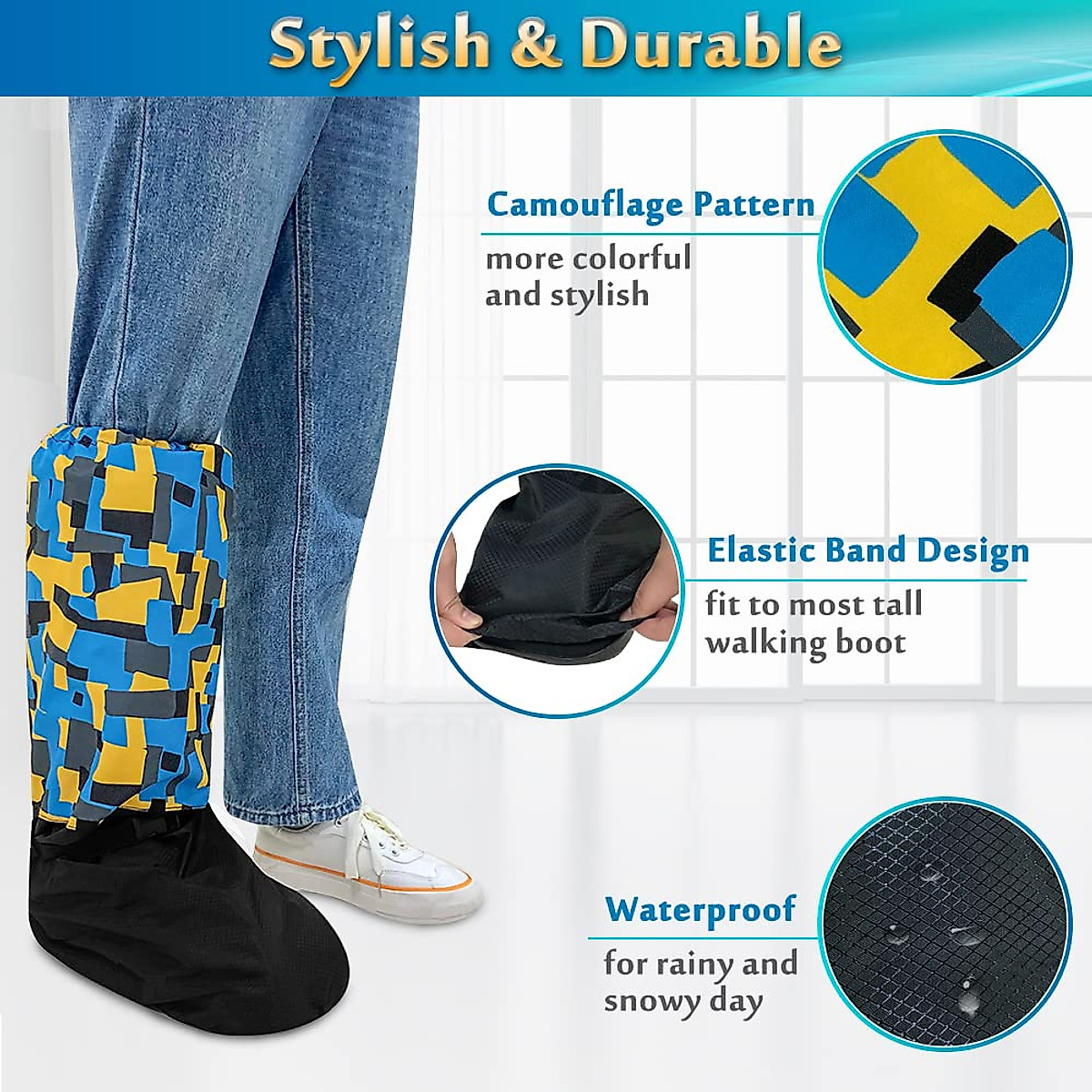 Mybow Walking Boot Cover Medical Fracture Foot Cast Cover Orthopedic Walking Boot for Broken Ankle Tall Waterproof Foot Cover Outdoor Protector Snow Winter Recovery Rain Boot Cover Accessories