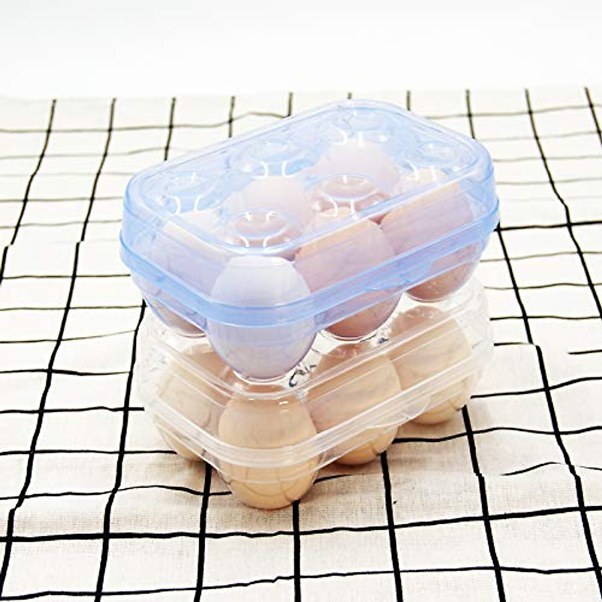 JAMOR 6 Grid Egg Storage Box Refrigerator Crisper Egg Protection Box Portable Egg Carriage Container For Camping Picnic Essential (White)