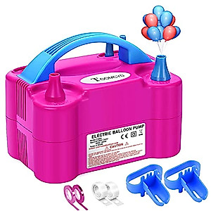 TOOMCYD Electric Balloon Pump Portable Dual Nozzle Balloon Inflator Blower for Party Decoration with Tying Tool,Inflating Faster Save Time Rose Pink