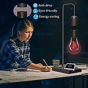 Floatidea Magnetic Levitating Lamp with Phone Wireless Charger Levitation Floating Light Bulb Novelty Love Lamp for Valentine's Day Birthday Anniversary Romantic Christmas Gift Decoration