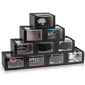 Black Gift Boxes with Window Display Box for Hat, Hat Storage Containter for Baseball Caps, Dad Hat, Billed Cap, Snapbacks & Trucker Cap, Paper Fold Box Packing Box 7.8" x 7.8" x 4.8", 10 Pack