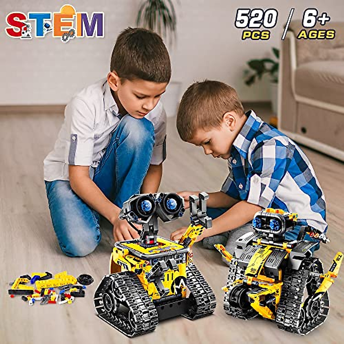 HOGOKIDS Robot Building Toys for Kids - 3 in 1 Remote & APP Controlled Building Set | RC Wall Robot/Engineer Robot/Mech Dinosaur STEM Toys Gift for Boys Girls Age 6 7 8 9 10 11 12+ Year Old (520 Pcs)