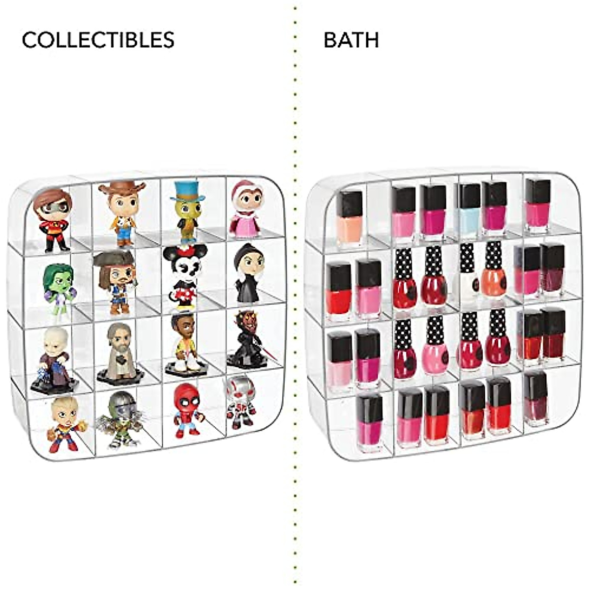 mDesign Plastic Closet Accessory Drawer Organizer for Dresser, Closet, Bedroom, Bathroom, Entryway, Office - Store Belts, Ties, Socks, Watches - 16 Sections- 2 Pack - Clear