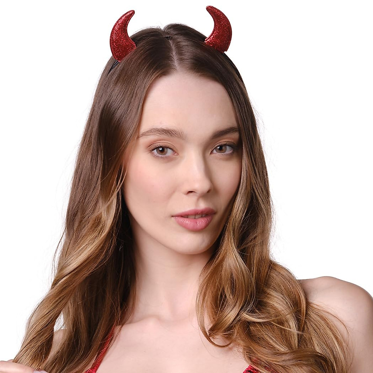 Cheerin Angel Halo and Devil Horns Headband - White and Red - Costume Accessories