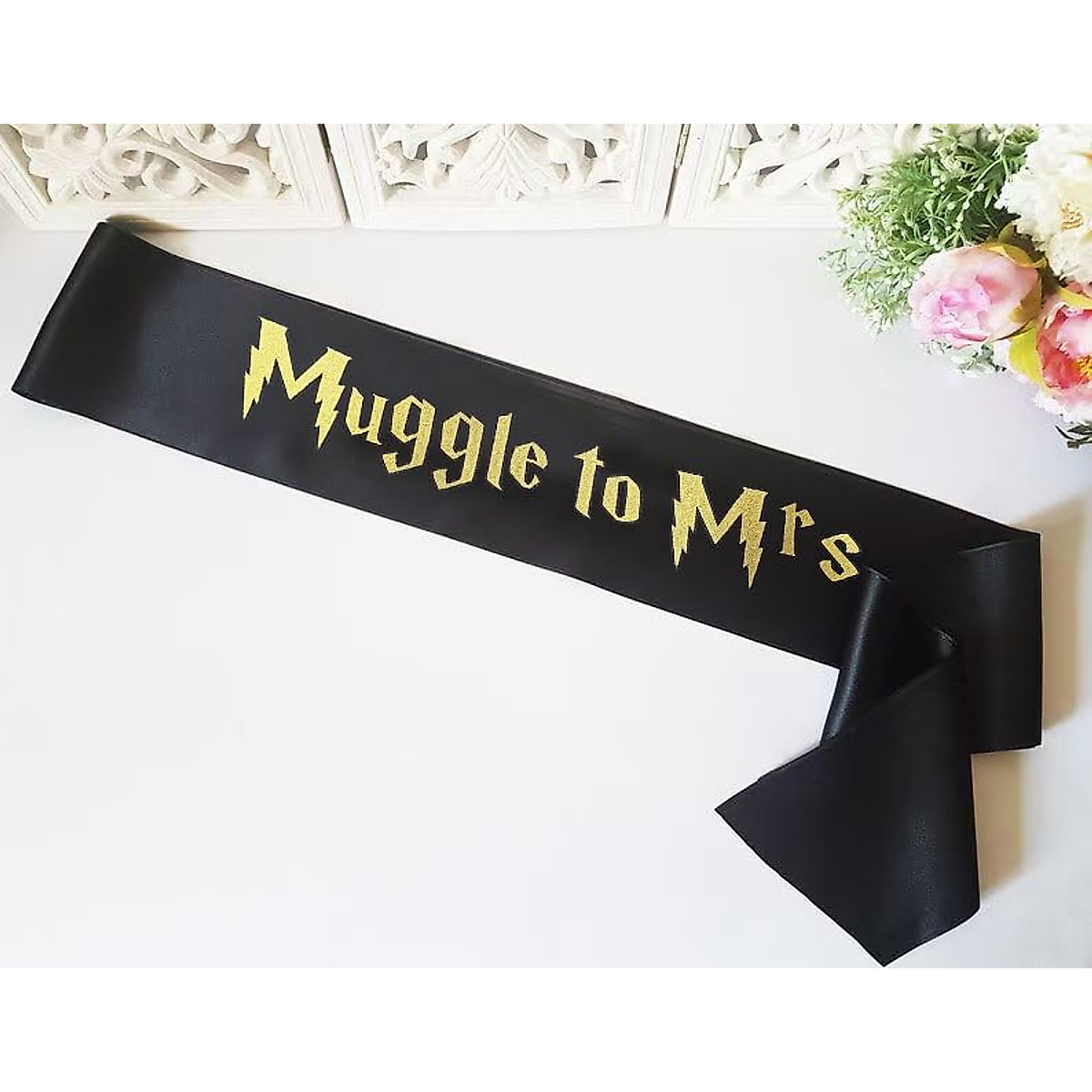 Bride to be Sash, From Muggle to Mrs. Sash for Bachelorette Weekend Party Sash Wizard Theme Sash,Engagement Party Decorations (Black)