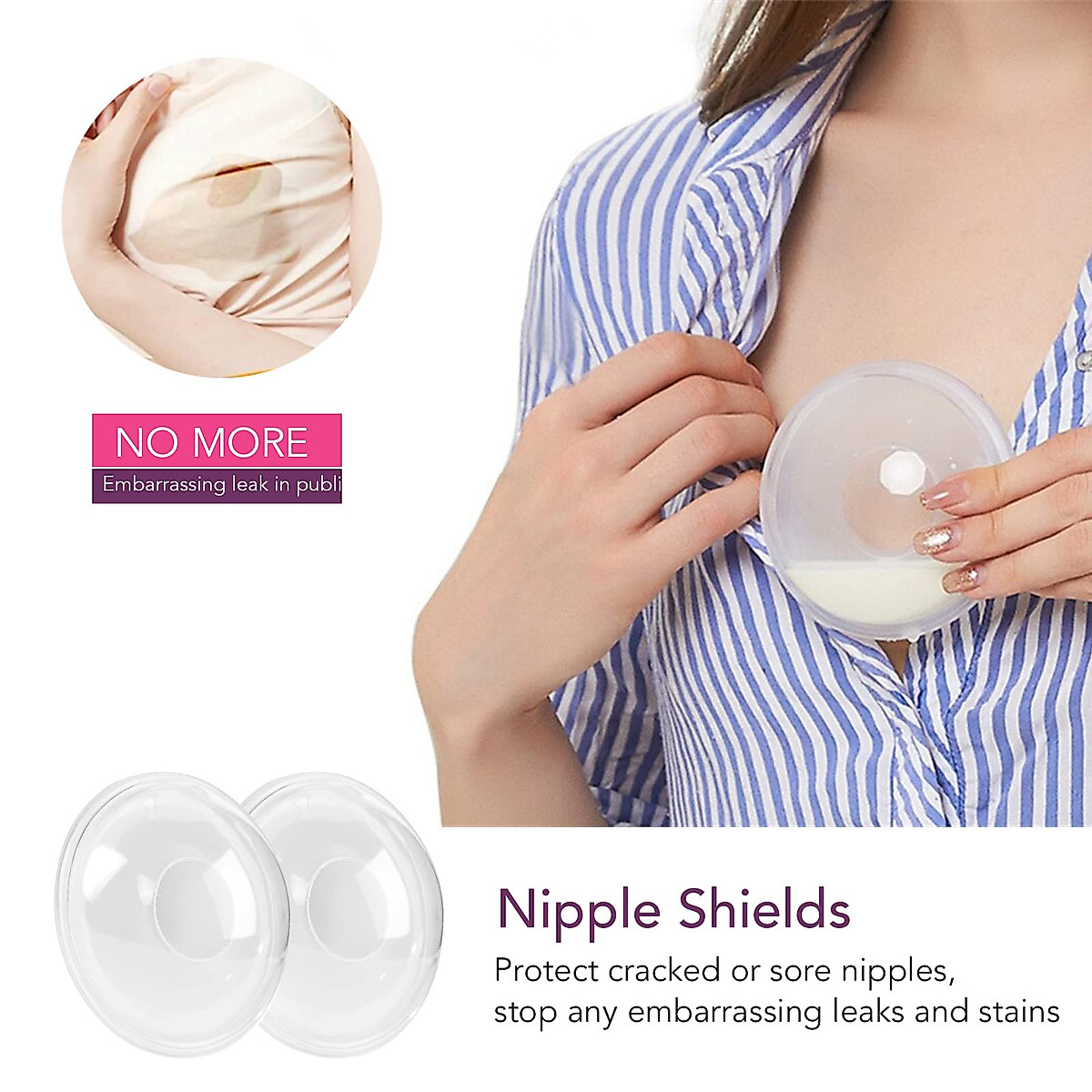 Momlist Milk Collector for Breastfeeding, Breast Shell & Milk Catcher, Reusable Silicone Sore Nipples Breast Milk Saver 2PCS