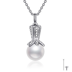 Pearl Urn Necklace for Ashes Sterling Sliver Cremation Jewelry for Ashes Memory Keepsake Necklace Ashes Necklace for Women Girls