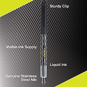 Pilot Varsity Disposable Fountain 6 Pack Combo, 3 Black and 3 Blue Pens