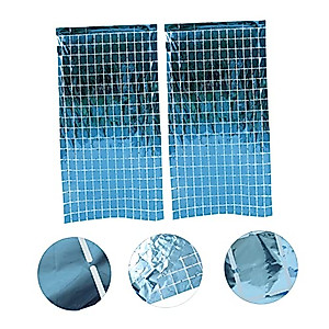 Mikikit 6 pcs Square Tinsel Curtain Metallic Tinsel Curtains Iridescent Party Decorations foil Curtain Backdrop Window Trim Rose Decor Gold Decor Tinsel Fringe Curtain Ribbon Box Plastic