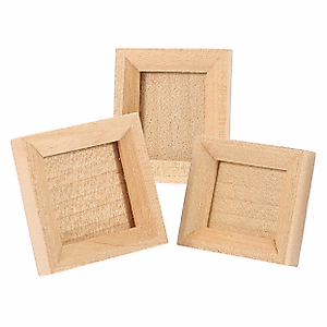 HOOTNEE 3pcs Dollhouse Photo Frame Picture Frames Doll House Photo Frames DIY Miniature House Kit Mini Decoration Mini Photo Frame Mini House Ornament Mini Picture Frame Beige Wood