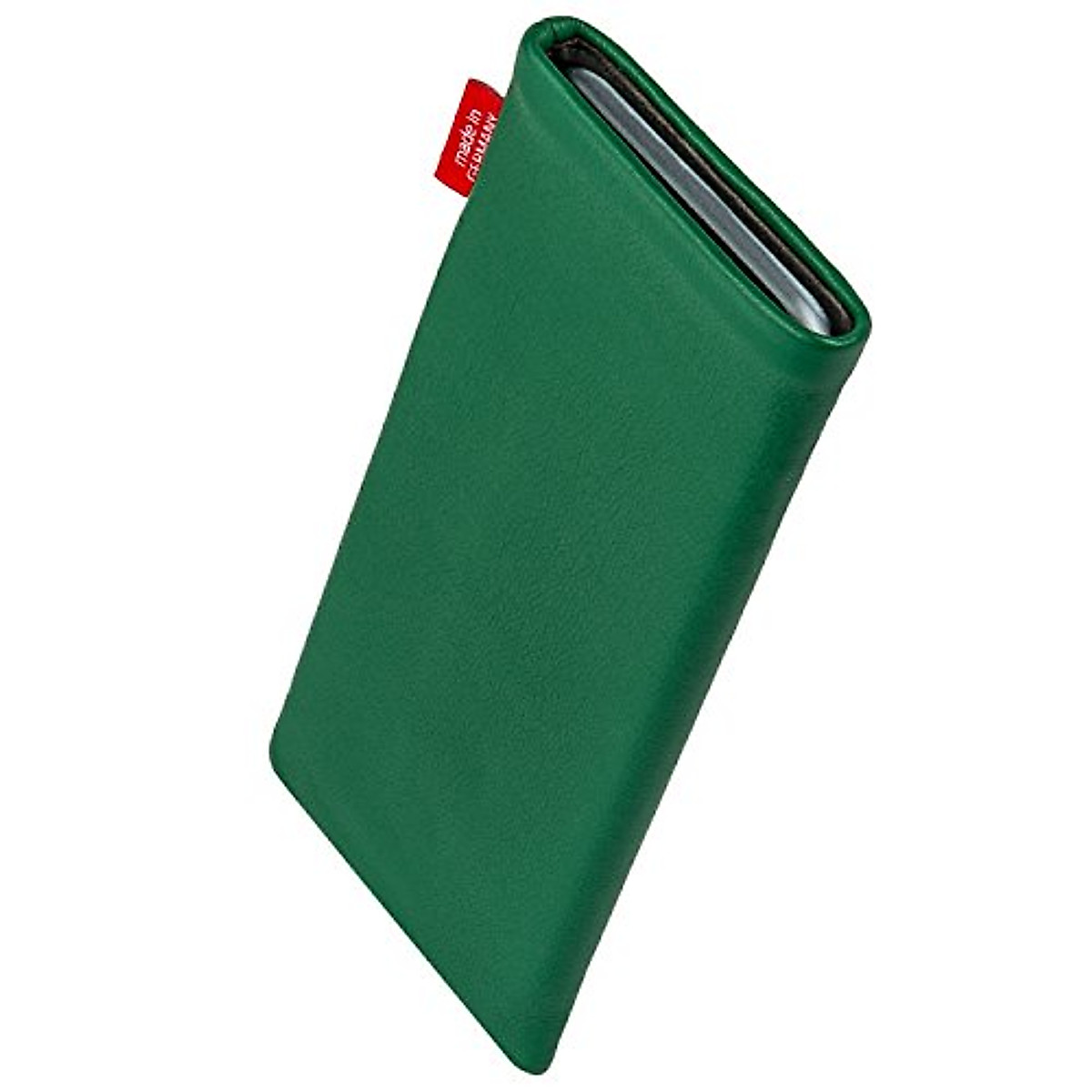 fitBAG Beat Green Custom Tailored Sleeve for Oppo Reno2 | Made in Germany | Fine Nappa Leather Pouch case Cover with Microfibre Lining for Display Cleaning