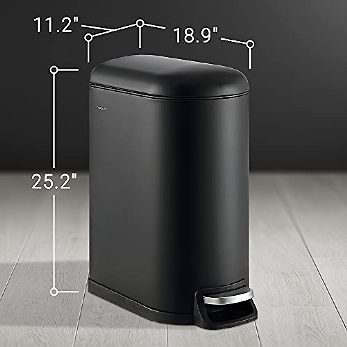 happimess HPM1010B Roland 10.6-Gallon Step-Open, Black Home, Office, Kitchen Trash Can