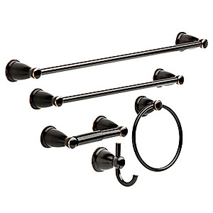 Franklin Brass Kinla (5-Pack) Bathroom Set Oil-Rubbed Bronze 18", 24" Towel Bar Racks,Toilet Paper Holder, Hand Towel Holder, Hook | Bathroom Accessory Set Towel Holder 5-Piece Hardware Set KIN5PC-ORB