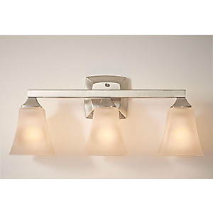 Moen Voss Brushed Nickel 3-Light Dual-Mount Bathroom Vanity Fixture with Frosted Glass, Bath Lighting Above Sink, YB5163BN
