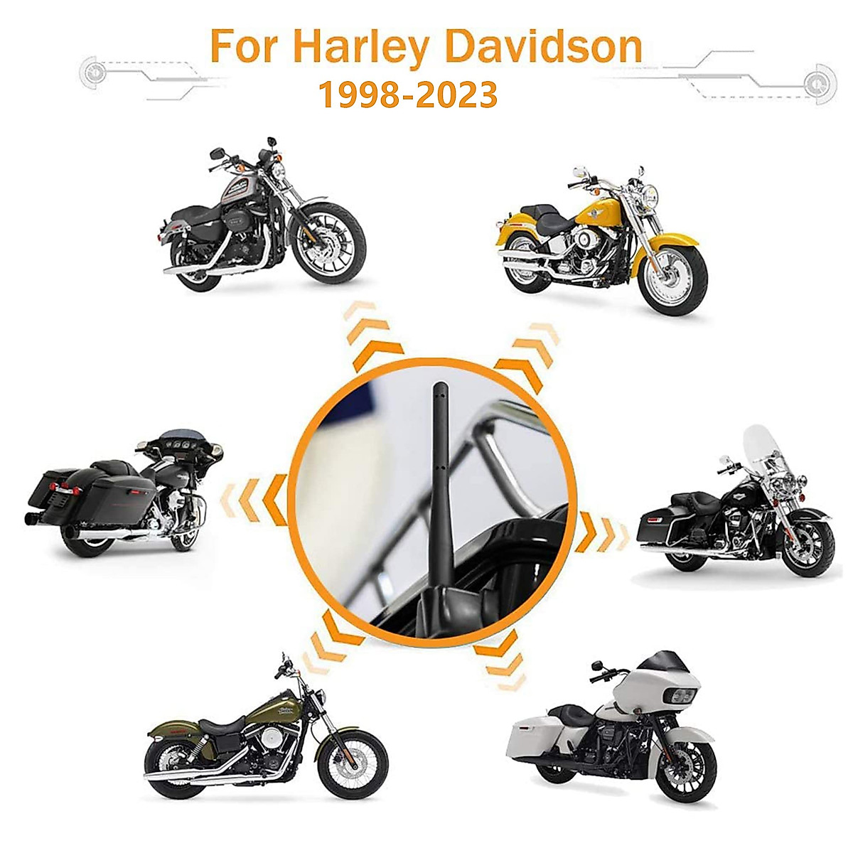 KSaAuto 4.5 Inch Short Antenna for Harley Davidson Motorcycle 1998-2024 Stubby Antenna Replacement Accessories