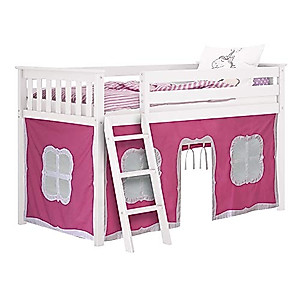 Max & Lily Underbed Curtain for Low Bunk Bed/Low Loft Bed, Play Curtain for Kids, Cotton Privacy Curtain for Bottom Bunk, 2 Panel Curtain Set Hot Pink/White