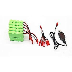 Parts & Accessories 4.8V 2400mAh Ni-MH Battery with 5in1 Charger for Remote Control Toys Lighting Electric Tool AA Group RC Toys Battery Group JST - (Color: 5pcs with c)