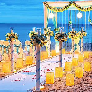 50 PCS Butterfly Luminary Bags & 50 PCS Battery Tea Lights, White Luminary Bags with Flameless Candles, LED Lamp Holiday Gift Flameless LED Tealight for Outdoor Christmas Thanksgiving Decorations