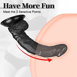 Black Silicone Strong Suction Cup for Hands-Free Realistic Classic Wand of 8 inches Size Silicone Material, The Design Conforms to The Human Body Shape and Curve