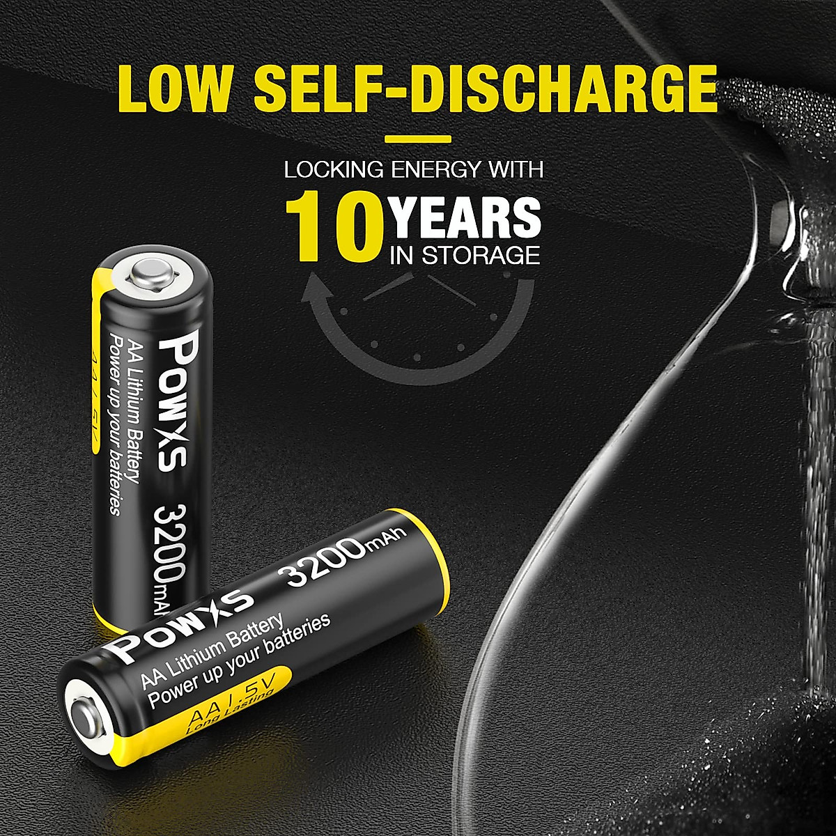 POWXS AA Lithium Batteries, 16 Pack 1.5V Lithium Iron Double A Batteries 3200mAh Super Capacity for Blink Camera, Video Doorbell, Flashlight, Toys, Remote Control 【Non-Rechargeable】