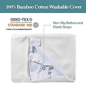 HOOMIC 4 Inch Short Queen Memory Foam Mattress Topper, Lavender Cooling Gel Infusion, Removable Bamboo Cover, Diamond Grid Pattern, CertiPUR-US Certified, Purple