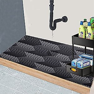 AiBOB Under The Sink Mat, 24 X 36 in, Durable Premium Mats Protect Kitchen and Bathroom Cabinets, Waterproof Absorbent Shelf Liner, Black