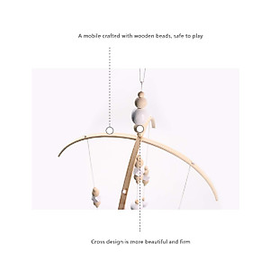 AONTUS Baby Crib Mobiles Wooden Beads for Children Boys Girls Babies Bed Room Designer Colors to Match Nursery Delight (White Wooden Beads)