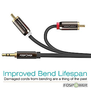 FosPower 3.5mm to RCA Cable (10FT), RCA Audio Cable 24K Gold Plated Male to Male Stereo Aux Cord [Left/Right] Y Splitter Adapter Step Down Design