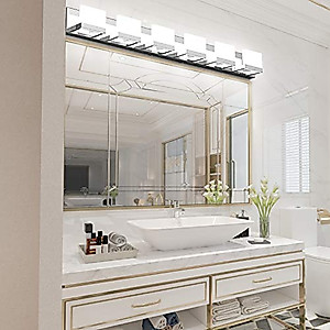 Tipace 6 Lights Dimmable LED Modern Vanity Lights for Bathroom, Chrome Bathroom Wall Light Fixtures Over Mirror (White Light 6000K)