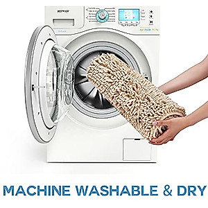 EGYPHY Bathroom Rugs Chenille Bath Mat Extra Soft and Absorbent Bath Rugs Non-Slip Shaggy Mats for Shower, Bathtub, Kitchen, Machine Washable Rug Pad Plush Microfiber Carpet 17x24 Inches Camel