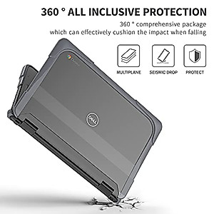 Batianda Laptop Case Fits 11" Dell Chromebook 3110/3100 Laptop Designed for K-12 Students, Teachers and Classrooms–Heavy Duty Rugged Shockproof Soft Bumpers for Reliable Device Protection,Gray