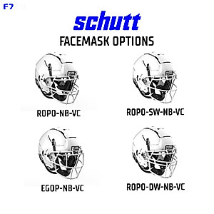 Schutt F7 2.0 Collegiate Football Helmet, ROPO DW NB VC Facemask Attached, Large, White
