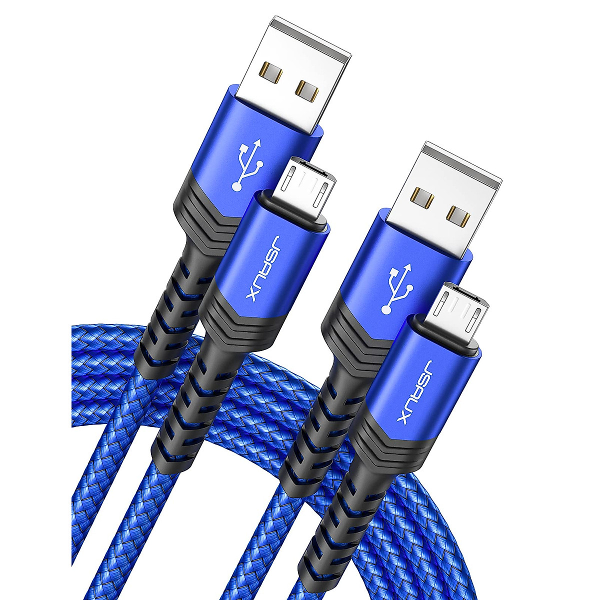 JSAUX Micro USB Cable Android Charger, (2-Pack 6.6FT+10FT) Micro USB Android Charger Cable Nylon Braided Cord Compatible with Galaxy S7 S6 J7 Edge Note 5, Kindle. MP3 and More-Red