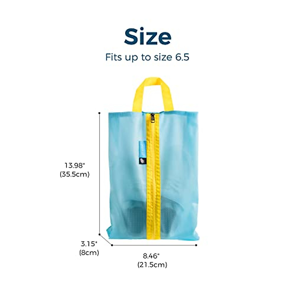 pack all Water Resistant Kids Shoe Bag for Travel, Storage Organizer Shoe Pouch with Zipper, Cute for Girls, Boys,Toddlers（Blue)