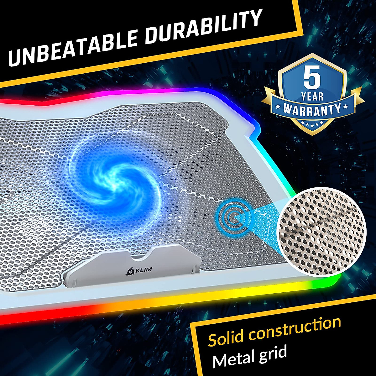 KLIM Ultimate + RGB Laptop Cooling Pad with LED Rim + New 2024 + Gaming Laptop Cooler + USB ...