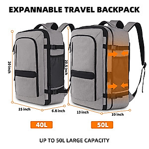OPOALO Large Carry on Travel Backpack for Men, Business Laptop Backpack Convertible Heavy Duty Tactical Backpack Airplane Approved Waterproof for Travel Hiking Camping Daily (Hard Shell Black)