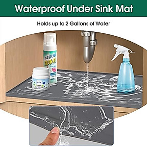 Synrroe Under Sink Mat Kitchen Cabinet Tray - 34" x 22", Flexible Waterproof Silicone Made, Disifenction Surface,Easy to Clean, Durable Under Shelf Liner, Non-Slip Surface