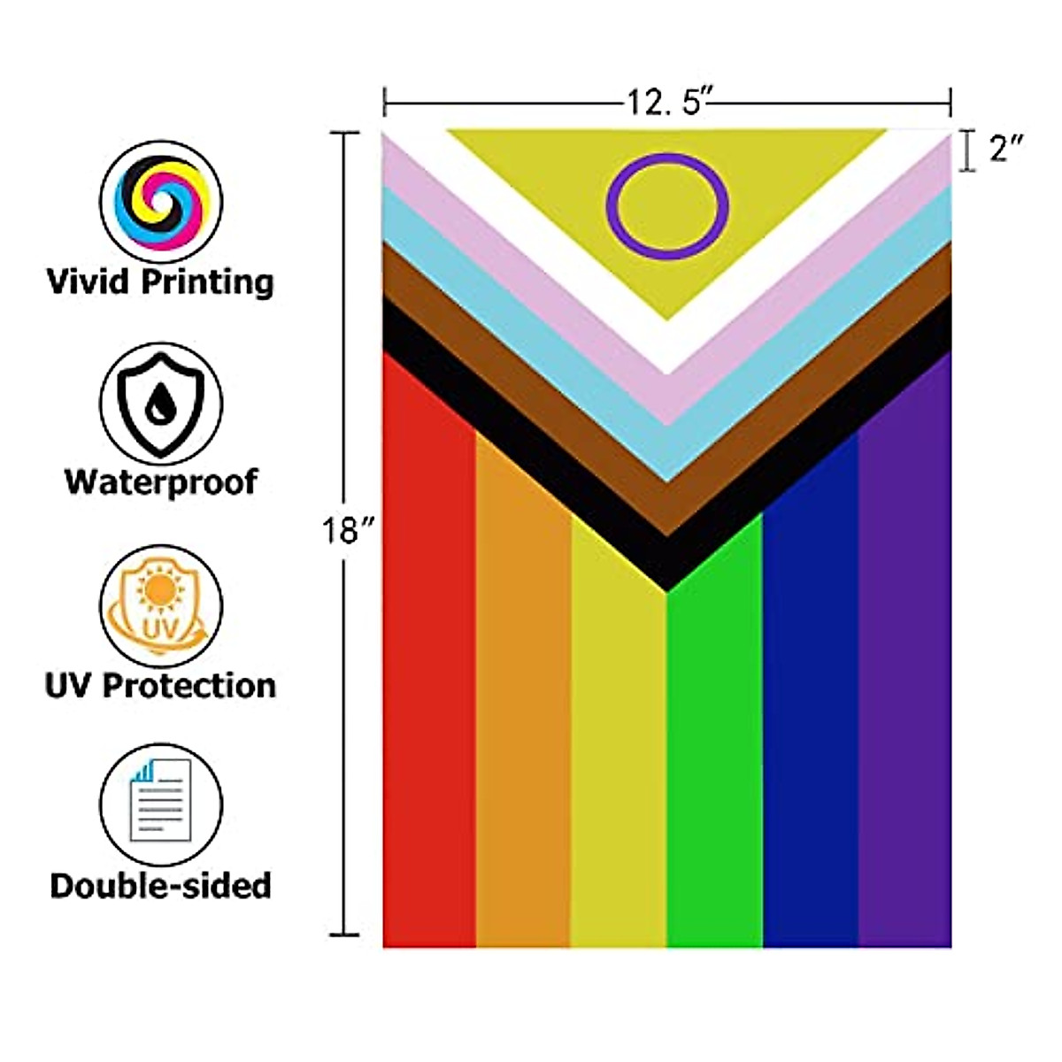 Jayus Inclusive Progress Gay Pride LGBTQ Yard Garden Flag- LGBT Philadelphia Rainbow Garden Flags Banners- Double Side with Bright Wide Stripes Lesbian Gay Pride for Room Yard Sign 12.5x18 Inch