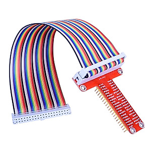 Kuman RPi GPIO Breakout Expansion Board + Ribbon Cable + Assembled T Type GPIO Adapter 20cm FC40 40pin Flat Ribbon Cable for Raspberry Pi 3 2 Model B & B+ SC05
