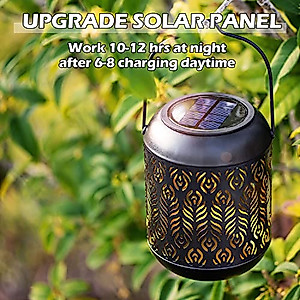 LeiDrail Solar Lantern Outdoor Garden Hanging Lanterns Metal Christmas Decoration Light Warm White LED Waterproof Landscape Lighting for Table Pathway Party Yard - 2 Pack