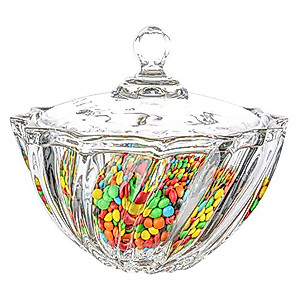 ComSaf Large Glass Candy Dish with Lid, Clear Covered Candy Bowl, Crystal Candy Jar for Home Kitchen Office Table, Set of 1