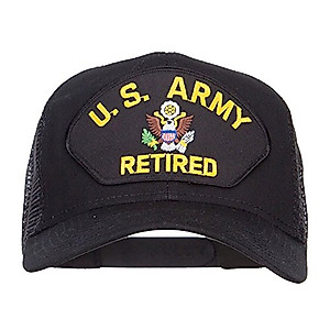 e4Hats.com US Army Retired Logo Patched Mesh Cap - Black OSFM