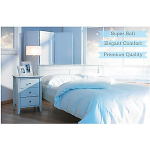 ACS Bedding Luxury Soft 1500 Thread Count Heavy Egyptian Cotton Solid Pattern 3-PCs Duvet Cover Set with Zipper Closure (Full/Queen, Gold)