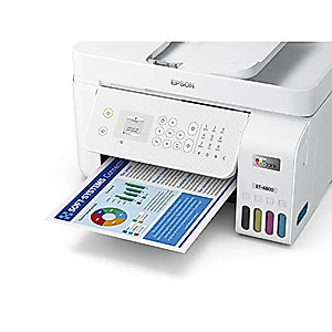 Epson EcoTank ET-48 00 Series Wireless All-in-One Color Inkjet Printer - Print Copy Scan Fax - Mobile & Voice-Activated Printing - Ethernet USB Connectivity - Print Up to 10 ppm - 1.44" LCD - ADF