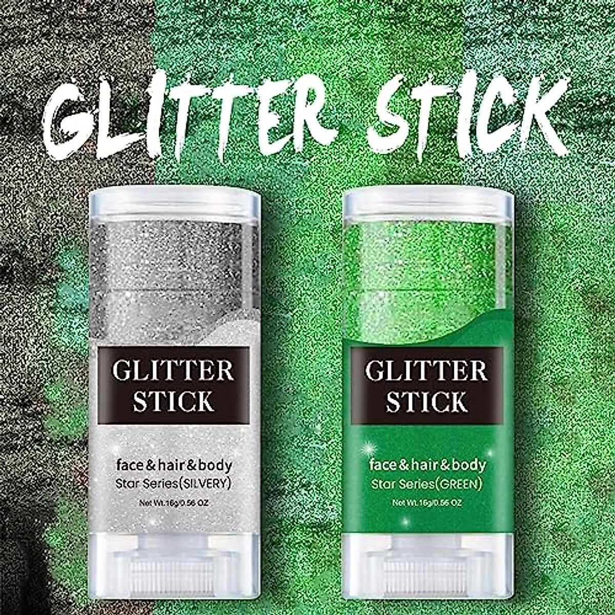 Erinde Silver Body Glitter Stick, Singer Concerts Face Shimmer Glitter Gel, Mermaid Chunky Glitter Sequins, Music Festival Rave Accessories Hair Sparkling Holographic Glitter Makeup, 0.56oz