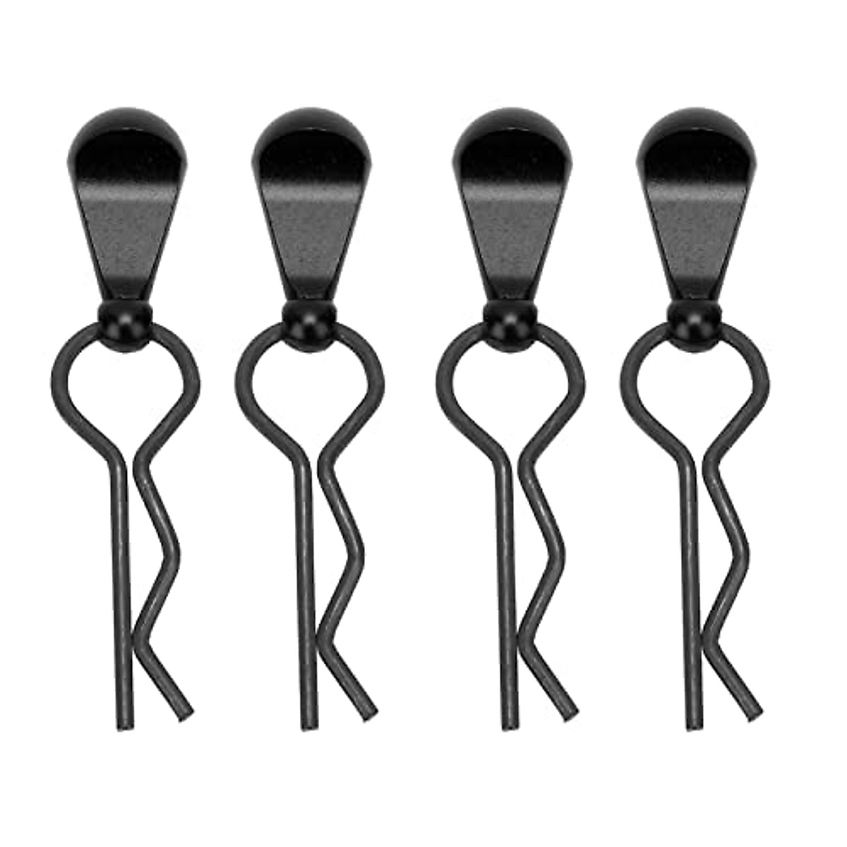 DAUERHAFT RC Car R Clips, Stainless Steel Easy Installation Durable 4Pcs RC Car Body Clip with Aluminum Alloy Handle for 1/10 RC Cars for 1/8 RC Cars(Black)