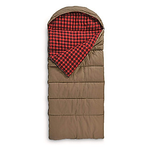 Guide Gear Canvas Hunter Sleeping Bag 0-Degree Fleece Lined Hooded for Adults Warm Winter Cold Weather Lightweight Portable for Camping, Backpacking, Hiking, Outdoors