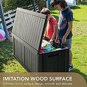 Devoko 120 Gallon Resin Deck Box Waterproof Indoor Outdoor Storage Box Lockable Large Storage Container for Patio Furniture Cushions, Pool Toys and Garden Tools