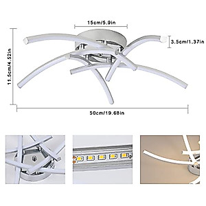 DELIPOP LED Ceiling Light Fixtures, 30W 3000K Curved Design Semi Flush Mount Ceiling Light, 2750LM Light Fixtures Ceiling Mount Modern LED Ceiling Light for Hallway Bedroom Kitchen Living Room